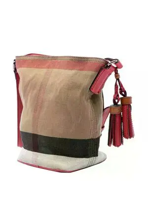 Burberry 2000-2017 Mini Mega Check Canvas Ashby Tassel Bucket Bag
