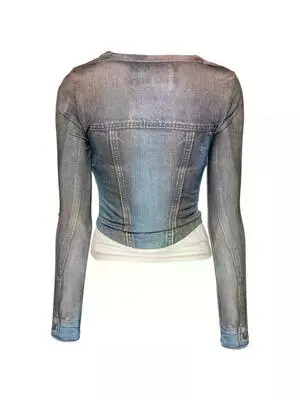 Andersson Bell Denim-print Layered Blouse