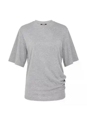 CLUB21 COLLECTION Willa Mock-neck T-shirt With Gathered Detailing - Grey