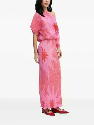 NEVER FULLY DRESSED Sun Print Plissé Midi Dress