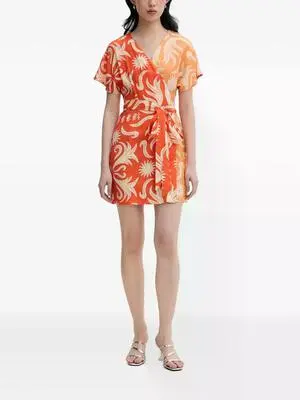 NEVER FULLY DRESSED Abstract Print Wrap Mini Dress
