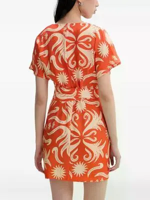 NEVER FULLY DRESSED Abstract Print Wrap Mini Dress