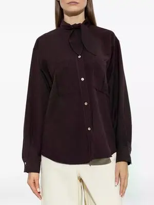 FORTE_FORTE Tie-neck Patch-pocket Shirt