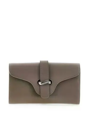 Emporio Armani Logo-detailed Leather Clutch Bag - Neutrals