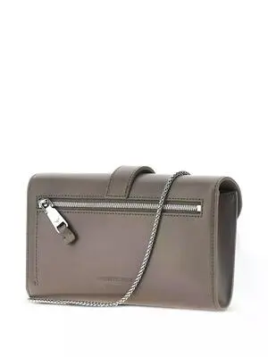 Emporio Armani Logo Detailed Leather Clutch Bag - Neutrals