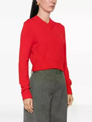 Soeur Jonas Ribbed-knit V-neck Sweater - Red
