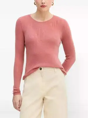 MOS MOSH Bouch Fine-knit Long-sleeve Top - Pink