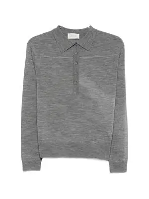 VICOLO Long Sleeve Polo Sweater - Grey