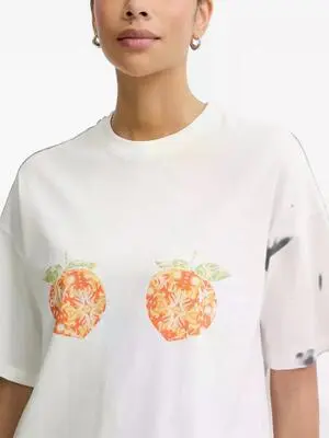 NEVER FULLY DRESSED Peach-print Cotton T-shirt