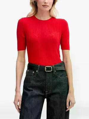 MOS MOSH Ribbed Knit Short Sleeve Top