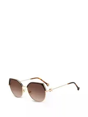 Carolina Herrera Geometric Frame Sunglasses With Tortoiseshell Effect - Gold