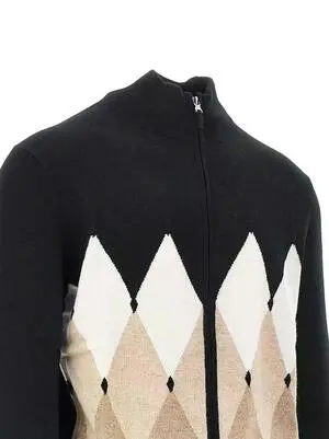 BALLANTYNE Argyle-intarsia Zip-up Cardigan