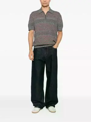 Drole De Monsieur Striped Quarter-zip Kinit Polo