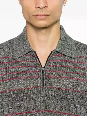 Drole De Monsieur Striped Quarter-zip Kinit Polo