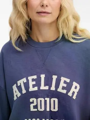 MOS MOSH Logo Print Drop Shoulder Sweatshirt