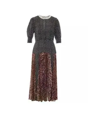 Rixo Leopard-print Polka-dot Maxi Dress