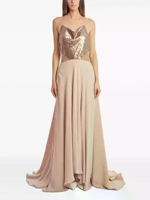 IRINA SCHROTTER Seyan Sequin-embellished Halterneck Maxi Dress
