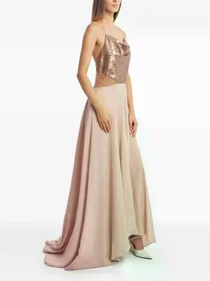 IRINA SCHROTTER Seyan Sequin-embellished Halterneck Maxi Dress
