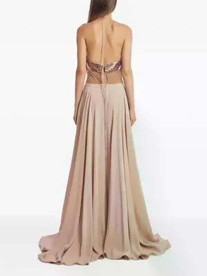 IRINA SCHROTTER Seyan Sequin-embellished Halterneck Maxi Dress