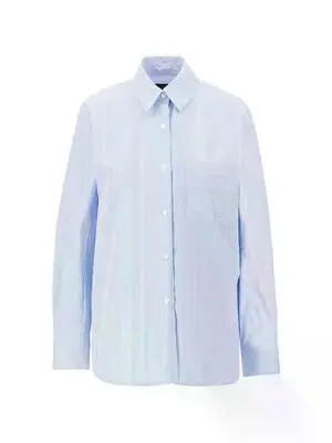 Emporio Armani Vertical-stripe Chest-pocket Shirt - Blue