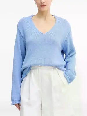 MOS MOSH Mmbine V-neck Chunky-knit Sweater - Blue