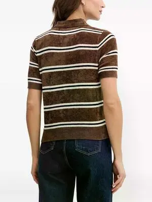 OUI Striped Terry-texture Polo Shirt