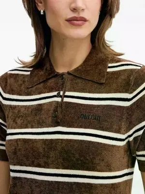 OUI Striped Terry-texture Polo Shirt