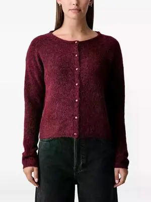 MOS MOSH Mmalmine Brushed Button-front Cardigan - Red
