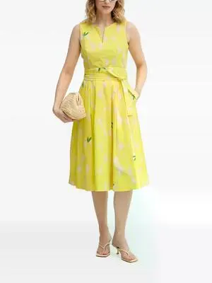 OUI Belted Lemon-print Midi Dress