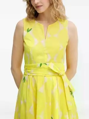 OUI Belted Lemon-print Midi Dress