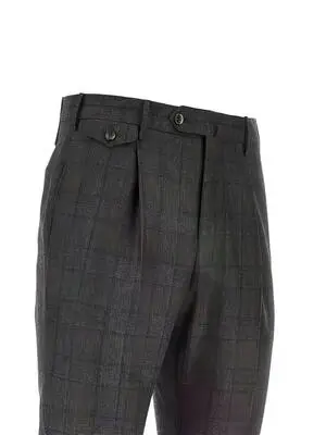 PT TORINO Check-pattern Pleated Trousers