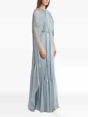 IRINA SCHROTTER Maribel Plissé-effect Belted Maxi Dress