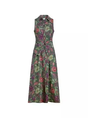 Tanya Taylor Hannah Floral-print Sleeveless Midi Dress - Green