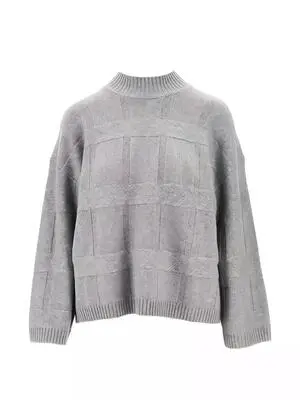Emporio Armani Grid-pattern Mock-neck Sweater - Grey