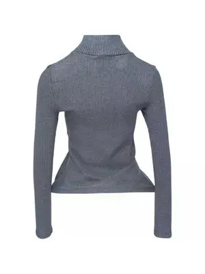 MELITTA BAUMEISTER Ribbed Peplum Hem High Neck Top