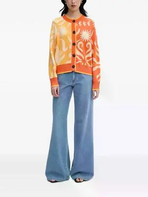 NEVER FULLY DRESSED Sun-intarsia Button-up Cardigan