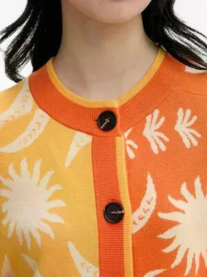 NEVER FULLY DRESSED Sun-intarsia Button-up Cardigan