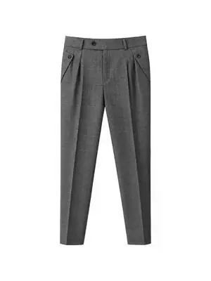 John Richmond Prince Of Wales Check Pleated Trousers - Grey