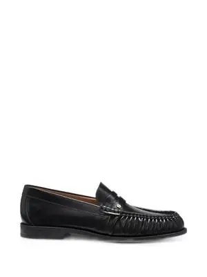 BOSS Lycia Leather Moccasins With Double B Monogram - Black