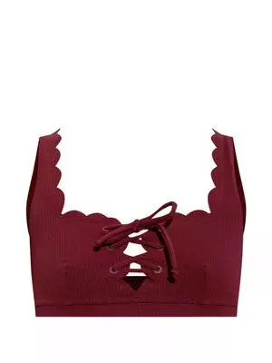 Marysia Palm Springs Scalloped Lace-up Bikini Top - Red