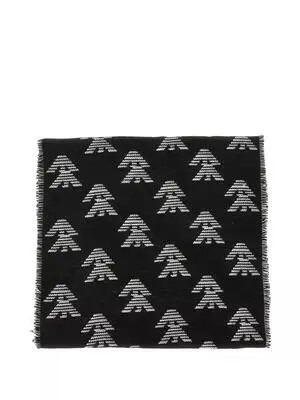 Emporio Armani Eagle Logo Frayed Scarf - Black