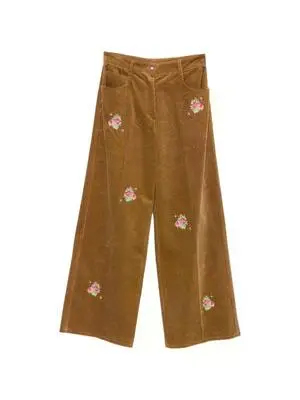 FORTE_FORTE Floral Embroidered Corduroy Trousers