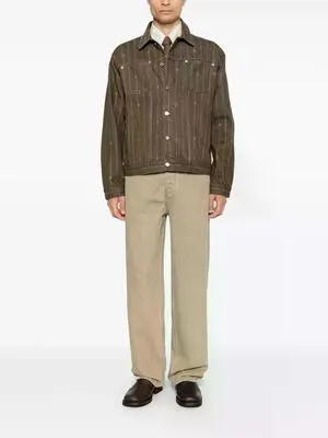 Drole De Monsieur Logo-monogram Denim Jacket - Brown