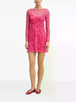 NEVER FULLY DRESSED Abstract Print Mesh Mini Dress