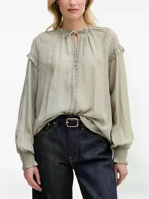 MOS MOSH Mmmarb Sansa Emb Ruffled Embroidered Blouse - Green