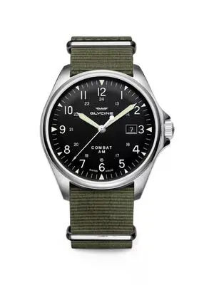 GLYCINE Combat 6 Automatic Watch With Fabric Strap - Black