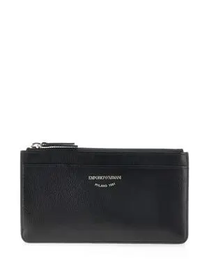 Emporio Armani Logo-print Pebbled Wallet - Black