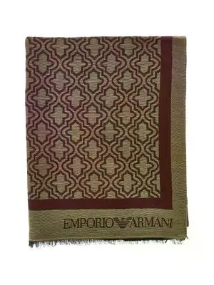 Emporio Armani Geometric-pattern Fringed Scarf - Neutrals