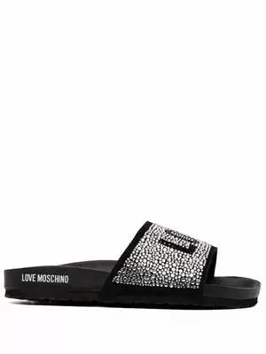 Moschino Rhinestone-embellished Leather Sandals