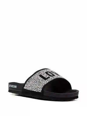 Moschino Rhinestone-embellished Leather Sandals